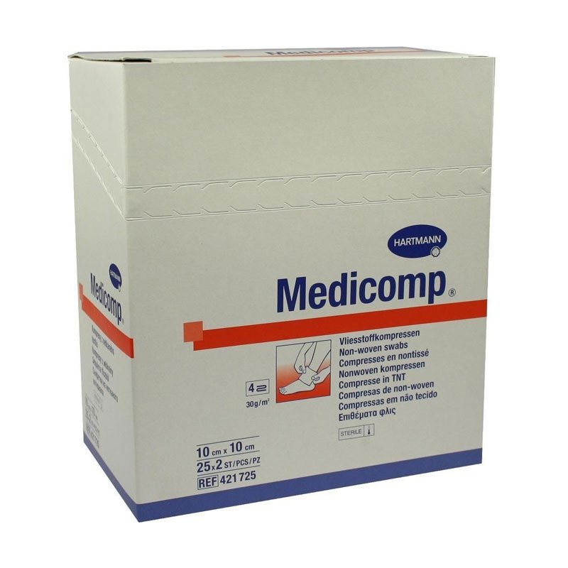 Medicomp Compressa Estéril 10cmx10cm 2x25 - Nossa Farmácia - A sua ...