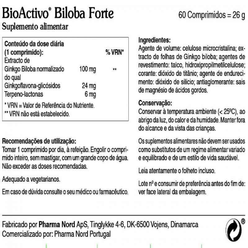 Bioactivo Biloba Forte Comp 100mg 60 - Nossa Farmácia - A sua farmácia ...