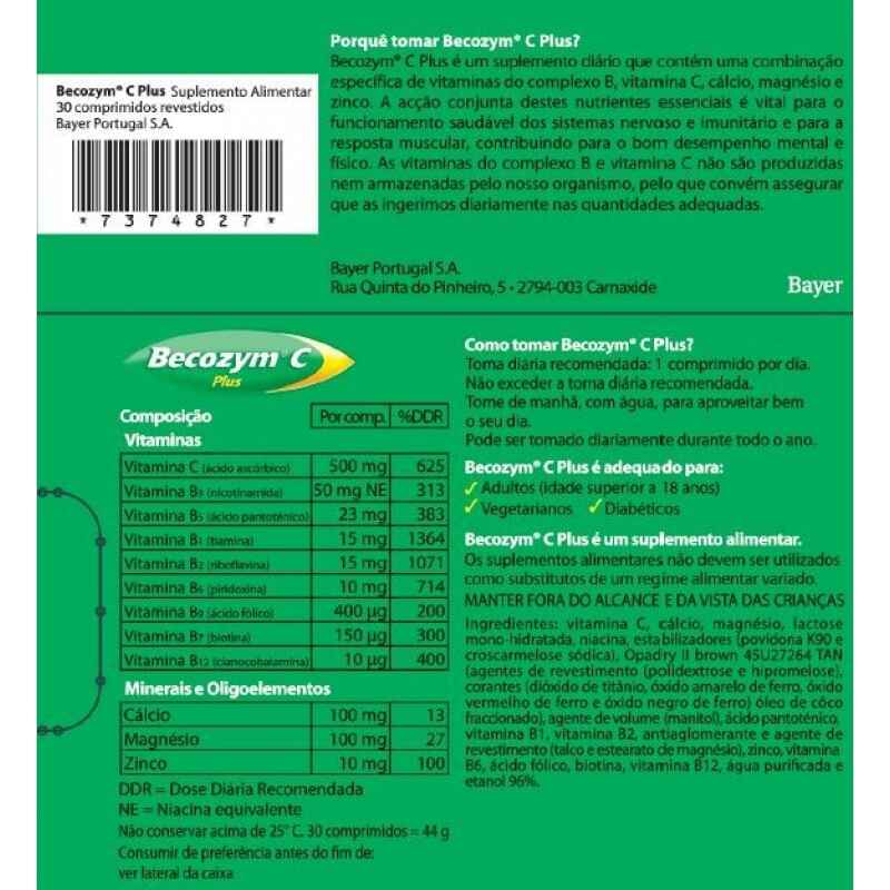 Becozyme C Plus Comp 30 - Nossa Farmácia - A sua farmácia online que ...