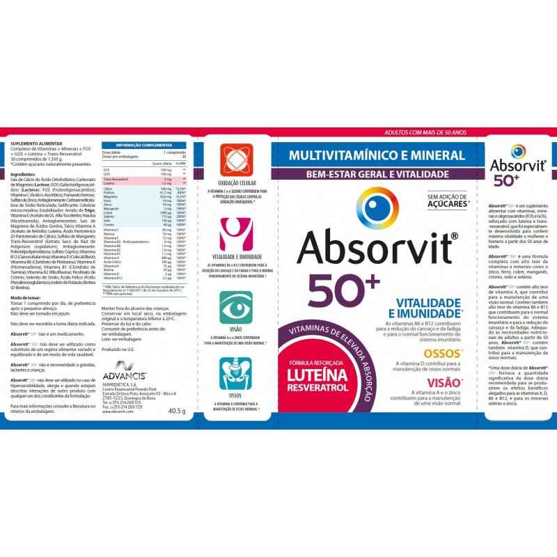 Absorvit 50+ Comp 30 - Nossa Farmácia - A sua farmácia online que ...