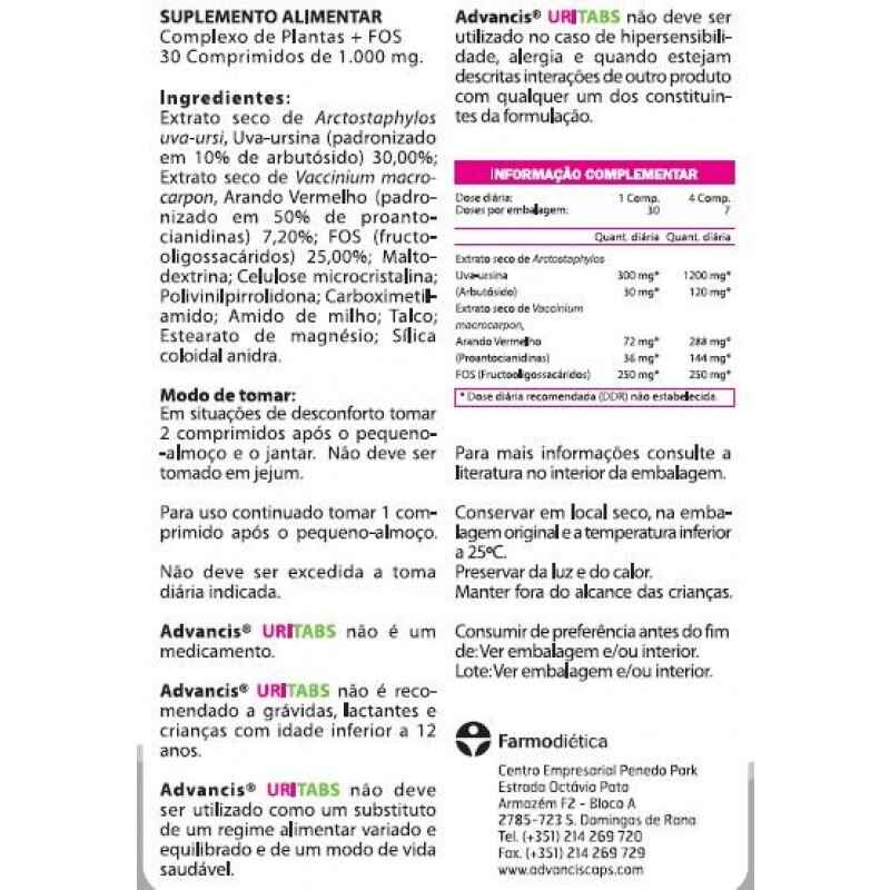 Advancis Uritabs Comp 30 - Nossa Farmácia - A sua farmácia online que ...