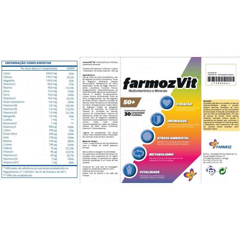 Farmozvit 50+ Comp 30 - Nossa Farmácia - A sua farmácia online que ...