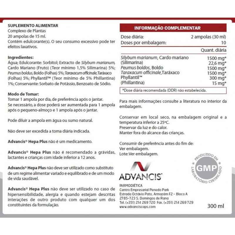 Advancis Hepa Plus Amp 20x15ml - Nossa Farmácia - A sua farmácia online ...