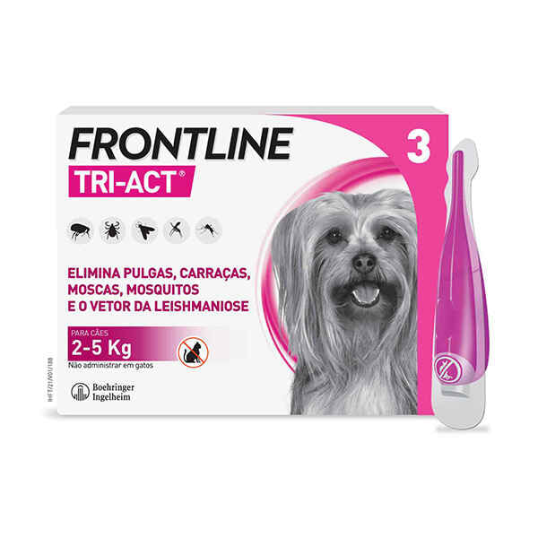 Frontline Tri-act Sol Unção Punctiforme Cão 2-5kg 33.8mg/0.5ml+252.4mg ...